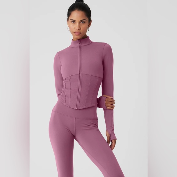 ALO Yoga | Jackets & Coats | Alo Yoga Airbrush Corset Full Zip Jacket ...
